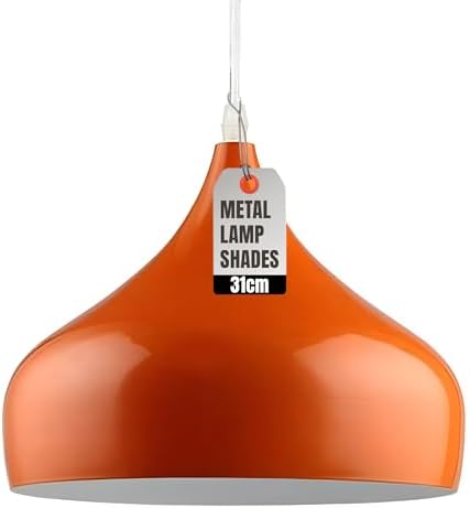 Contemporary Orange Ceiling Lamp Shade Orange Pendant Light Metal Dome ...
