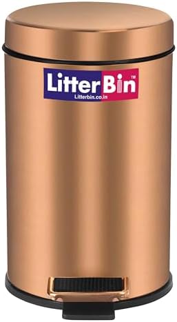 LITTERBIN Stainless Steel Pedal Dustbin with Lid | Small Compact Space ...