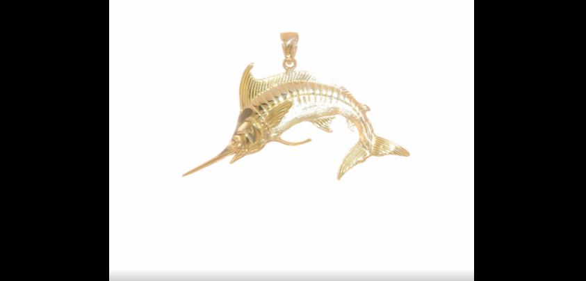 Watch 14k Yellow Gold 3-D Polished/Satin Blue Marlin Charm on Amazon Live