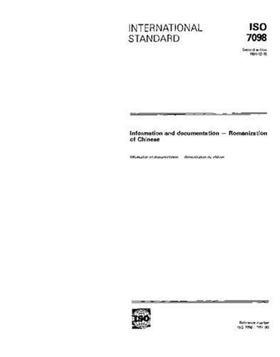 ISO 7098:1991, Information and documentation - Romanization of Chinese ...
