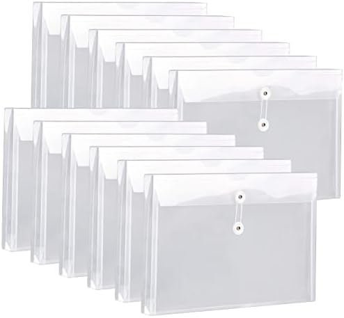 Amazon.com : 12 Pack Clear Plastic Envelopes with String Tie Closure,A4 ...