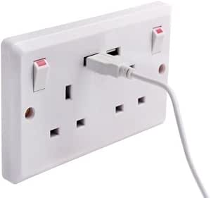 Double Wall Socket with Twin USB fast Charger Ports 2 Gang Plug ...