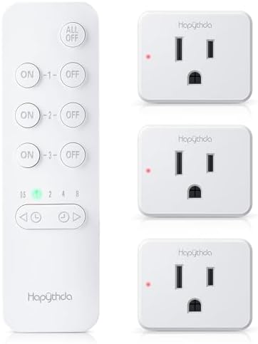 HAPYTHDA Timer Outlet Plug, 15A/1500W Remote Control Outlet, 500ft ...