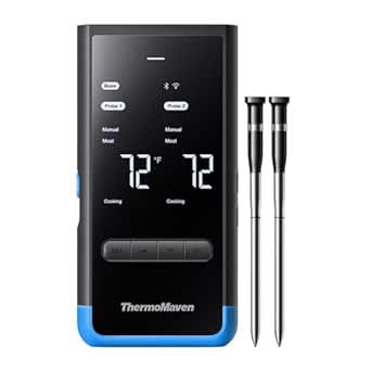 Amazon.com: ThermoMaven Blue Wireless Bluetooth Smart Meat Thermometer ...