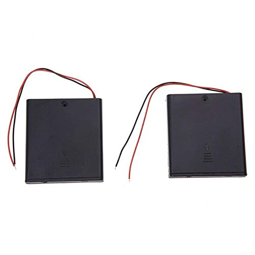PRAV® 2Pcs 4 x AA 6V Battery Holder Storage Case Wired ON/Off Switch w ...