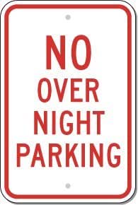 Amazon.com : Metal Traffic Sign: 12"x18" No Over Night Parking ...