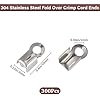 SOFPLATE 1 Box 300Pcs 3mm Fold Over Cord Ends Crimp End Tips Stainless ...