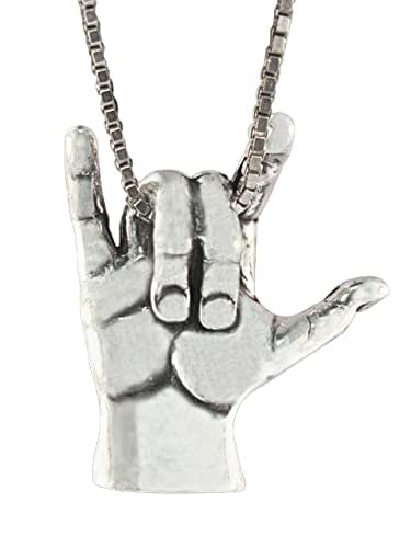 Amazon.com: ASL Pendant Silver Love Sign Jewelry Sign Language ...