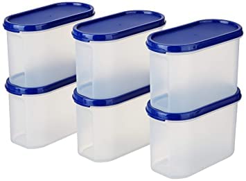 Buy Modular Plastic Storage Containers with Lid, combo Set of 6, 1.1L ...