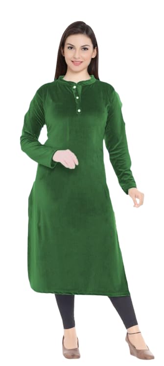 Buy LADYGRAM Plus Size Winter Kurtis For Ladies (3XL, BOTTLE GREEN) at ...