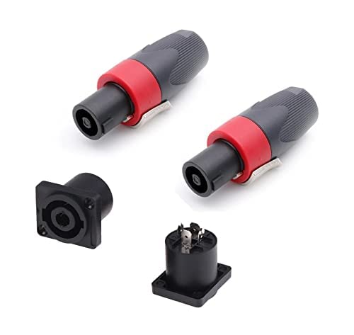 ESPtronics (2 Pair) 4 Pin Plug Audio Cable Plug Socket Adapter Red ...