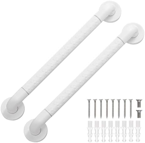 Amazon.com: 2 Pack 12 Inch White Shower Grab Bar,Bath Grab Rails with ...