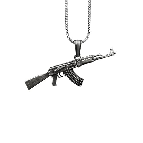 Amazon.com: BySilverStone - Ak47 Oxidized Solid Men Necklace, Ak47 Mens ...