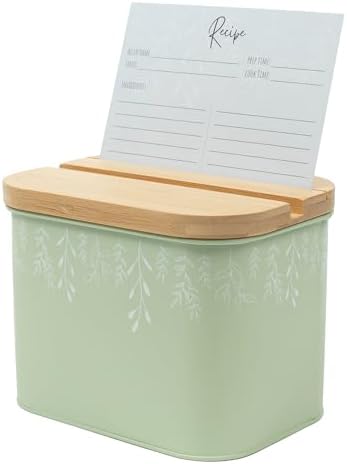 Amazon.com: Recipe Box with Cards | Tin Recipe Card Box with [Set of 50 ...