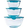 Pyrex® - Prep & Store - Set of 3 Heavy Duty Glass Bowls with Lids (0.5L ...