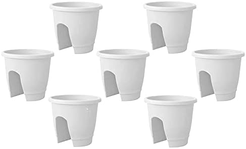 Go Hooked Plastic Railing Pots and Planter, White, 12 Inch, 5 Pieces ...