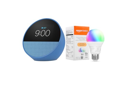 Echo Spot with Amazon Basics Smart Color Bulb | Amazon price tracker ...