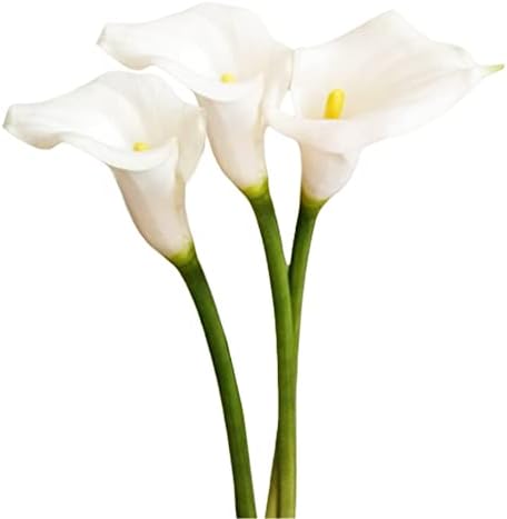Briful 20PCS Artificial Calla Lilies White Fake Flowers Bouquet, Real ...