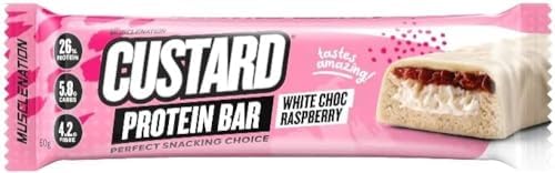 Amazon.com : Muscle Nation Custard Protein Bar White Choc Raspberry 60g ...