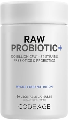 Amazon.com: Codeage Raw Probiotic+ Supplement - 34 Probiotic Strains ...