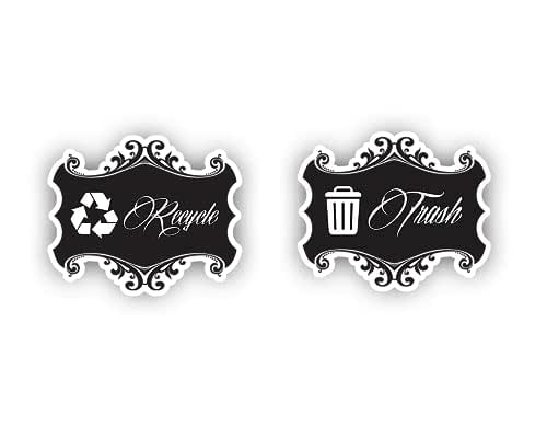 Amazon.com: Recycle and Trash Logo (2) 7" Wide Symbol Graphic- Trash ...