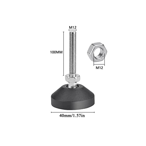 SHUIOG Pack of 4 Adjustable Feet M12 x 100 mm Adjusting Screw ...
