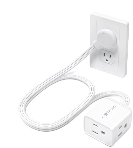 TROND 3ft Short Flat Extension Cord Indoor, Left Angle Ultra-Thin Flat ...