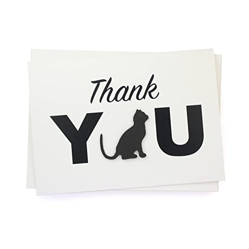 Amazon.com: Cat Thank You Greeting Notecard Handmade 5x7 card black cat ...