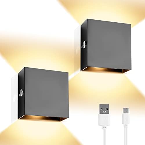 venleft LED Wall Sconces Battery Operated Set of 2, Indoor Up Down ...