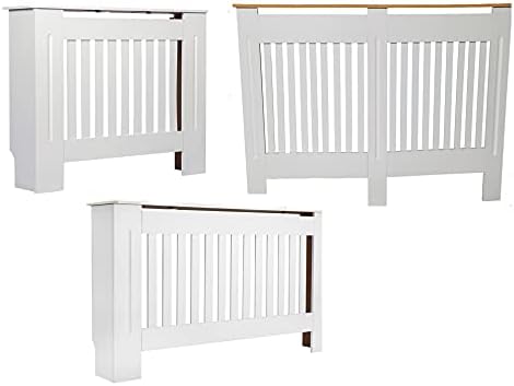 ANSIMIDA Radiator Cover Wood Cabinet, 82cm Height White Large Heater ...