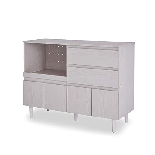 LOWYA ロウヤ 食器棚 レンジ台 スライド棚 リバーシブル キッチンラック 幅120 ホワイトウォッシュのおすすめ | わたしと、暮らし。