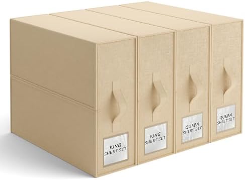 Amazon.com: PARANTA Sheet Organizers and Storage of 4 Pack, Bed Sheet ...
