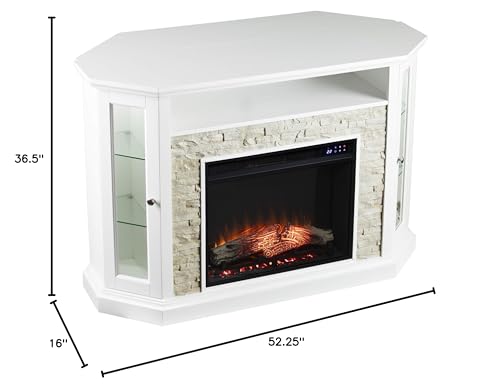 SEI Furniture Redden Faux Stone Corner Convertible Electric Fireplace ...