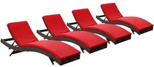 Amazon.com: Peer Outdoor Wicker Chaise Lounge Chair in Brown Rattan and ...