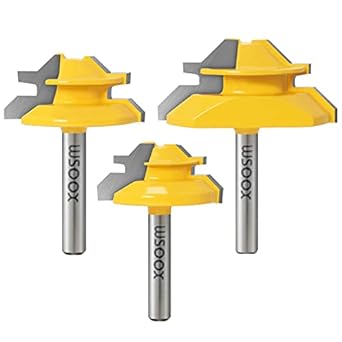WSOOX 1/4 Inch Shank 45 Degree Lock Miter Router Bit Set, 3pcs Joint ...