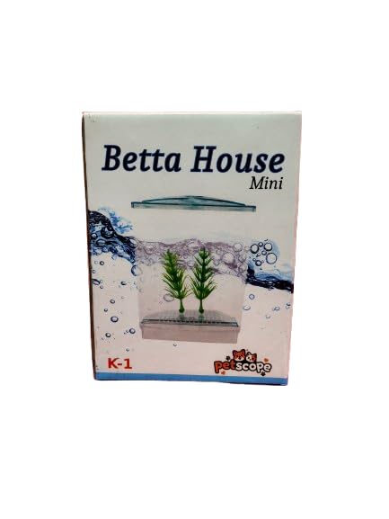 Single Betta House Aquarium for Fighter,Guppy Fish,Size(14 cm x 7 cm x ...