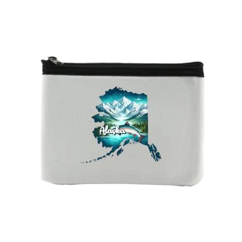 Amazon.com: Retro States Coin Purse | Alaska White Zipper Pouch Money ...