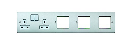 MK Edge K14205LBSW Combi Plate Double Switch Socket with 3 x 2 Euro ...