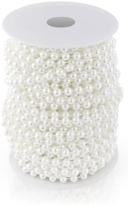 Amazon.com: PAXCOO White Pearl Beads Garland, Pearl Strands Craft ...