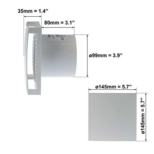 EUROPLAST Diameter 100mm / 4 inch Bathroom Fan with Timer/Overflow with ...