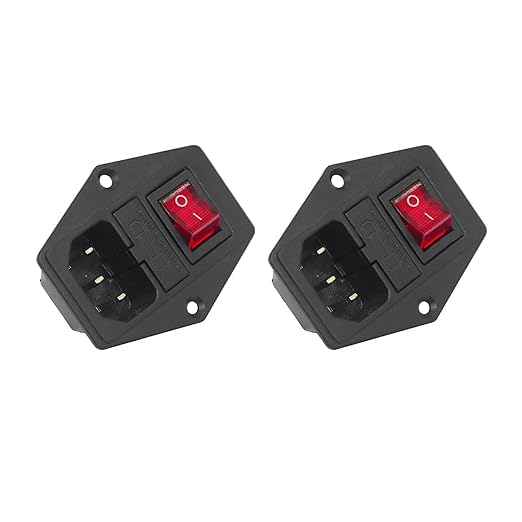 SP Electron (Pack of 2) Inlet Module Plug 5A Fuse Switch Male Power ...