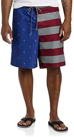 True Nation by DXL Men's Big and Tall Americana Palms and Stripes Swim ...