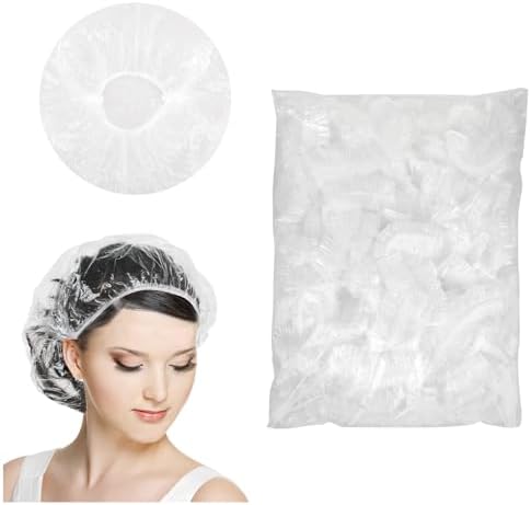 Amazon.com : 100 Pcs Plastic Clear Shower Caps Hair Cap for Shower ...