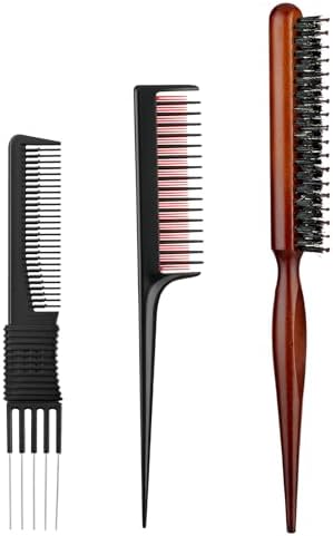Amazon.com : Boar Bristle Teasing Combs Set - 3Pcs Fine Hair Rat Tail ...