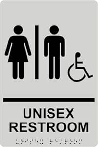 Amazon.com: Wheelchair Accessible Unisex Restroom Sign, ADA-Compliant ...