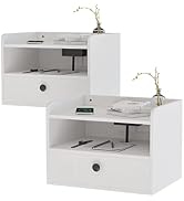 Amazon.com: HOSEOKA White Nightstand with Charging Station 2 Drawer ...