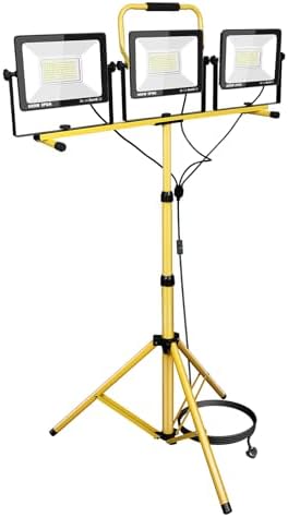 RIGIDON 300W Tripod Stand LED Work Light, 3 Adjustable Head Floodlight ...