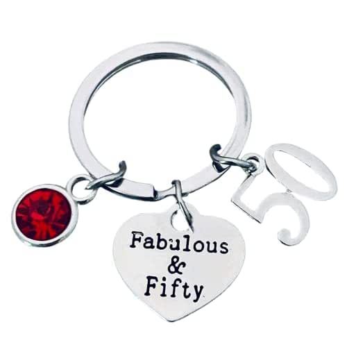 Amazon.com: Personalized 50th Birthday Keychain with Birthstone ...