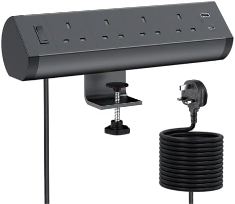 Desktop Power Socket with USB, Haylink Aluminium Alloy 4 Way Desk Power ...