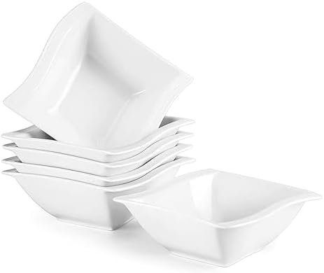 DOWAN 770ML Square Cereal Bowls,Ø 15.5cm Soup Bowls Set of 6,White ...